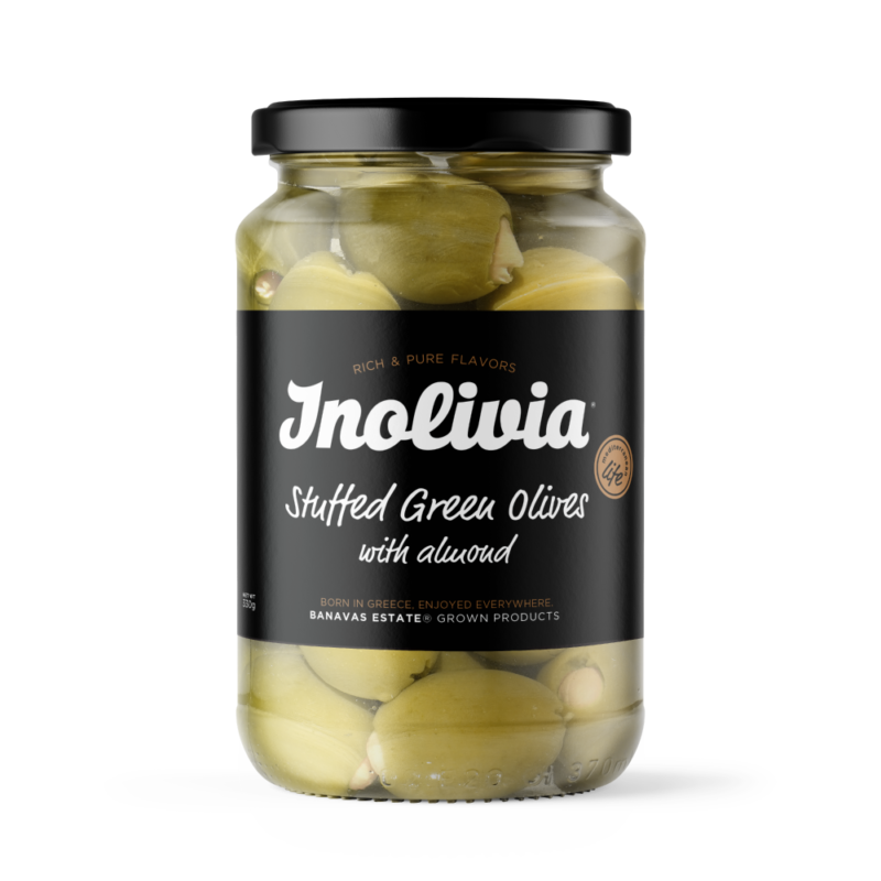 Green olives stuffed with almond - Inolivia